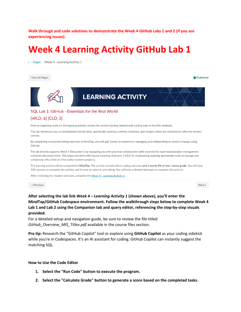 GitHub Labs 1 & 2: SQL & Database Management