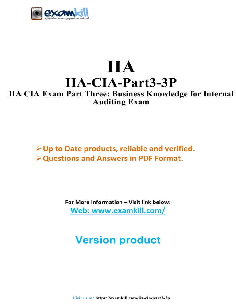 IIA CIA Part 3 Exam Prep: Business Knowledge for Auditing