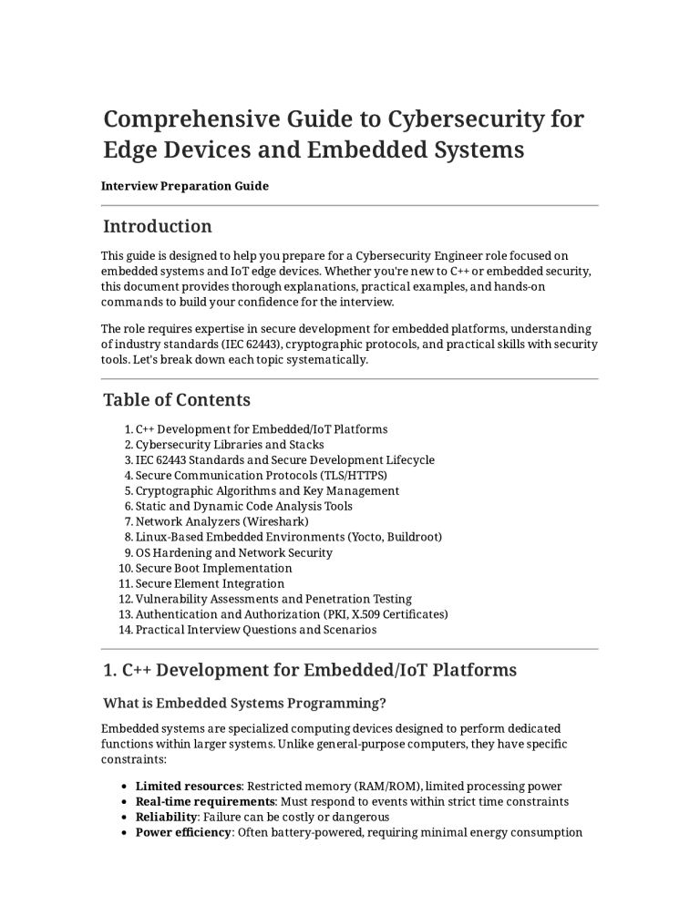 Cybersecurity Guide for Edge Devices & Embedded Systems Interview Prep