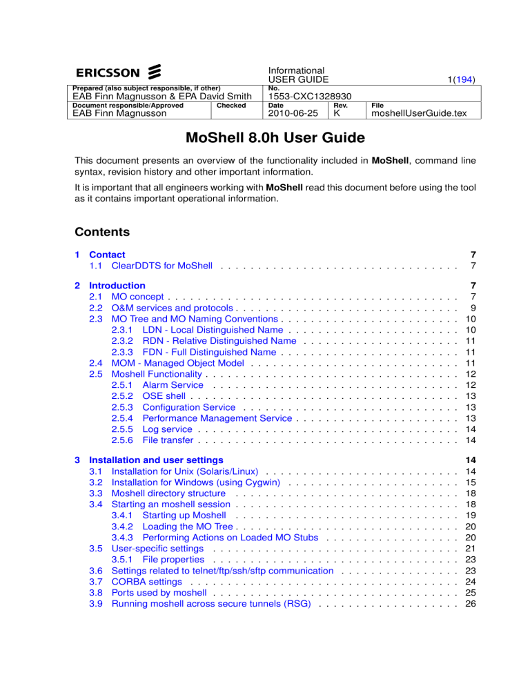 MoShell 8.0h User Guide: Command Line Syntax & Functionality Overview