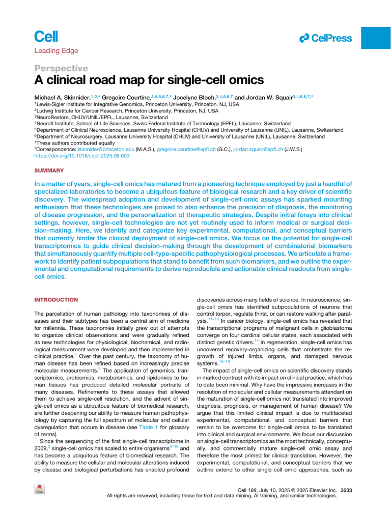 Single-Cell Omics: A Clinical Roadmap for Precision Medicine