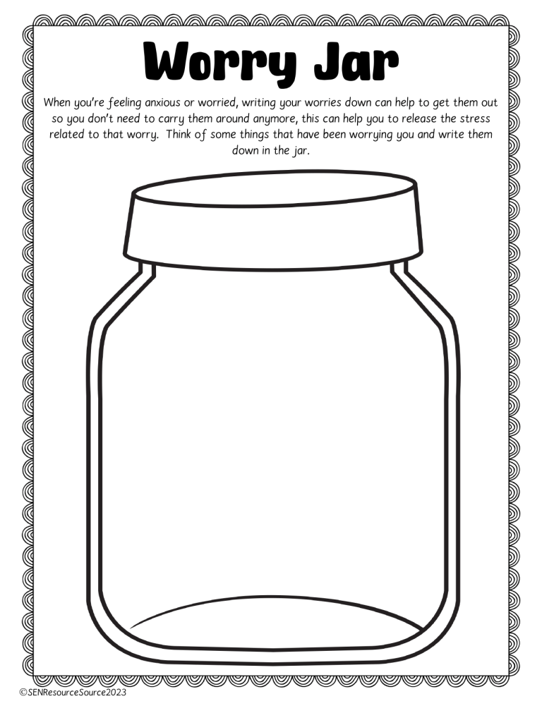 Worry Jar Activity Sheet: Anxiety & Stress Relief for Kids