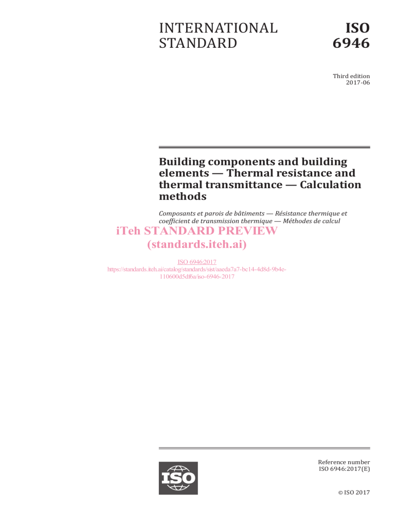 ISO 6946: Thermal Resistance & Transmittance Calculation Methods