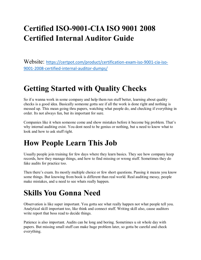 ISO 9001 Internal Auditor Guide: Certification & Skills