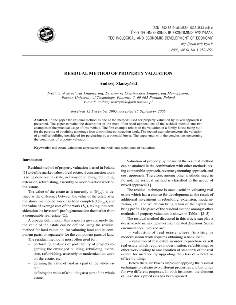 Residual Method of Property Valuation: Applications & Examples