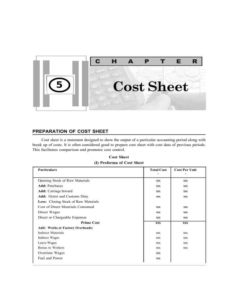 Cost Sheet Template: Accounting Cost Analysis