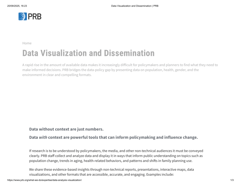 PRB Data Visualization & Dissemination: Population, Health Insights