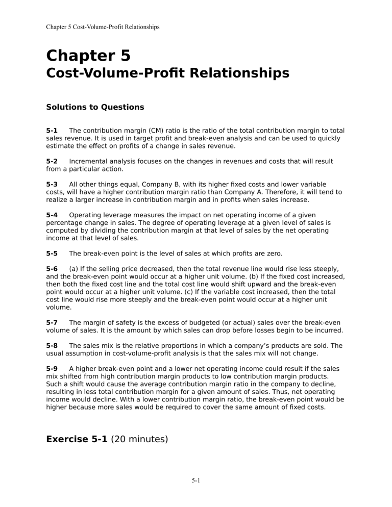 Cost-Volume-Profit Relationships: Solutions & Analysis