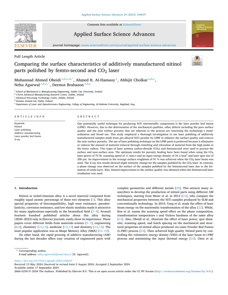 Nitinol Laser Polishing: Femtosecond vs. CO2 for AM Surface Quality