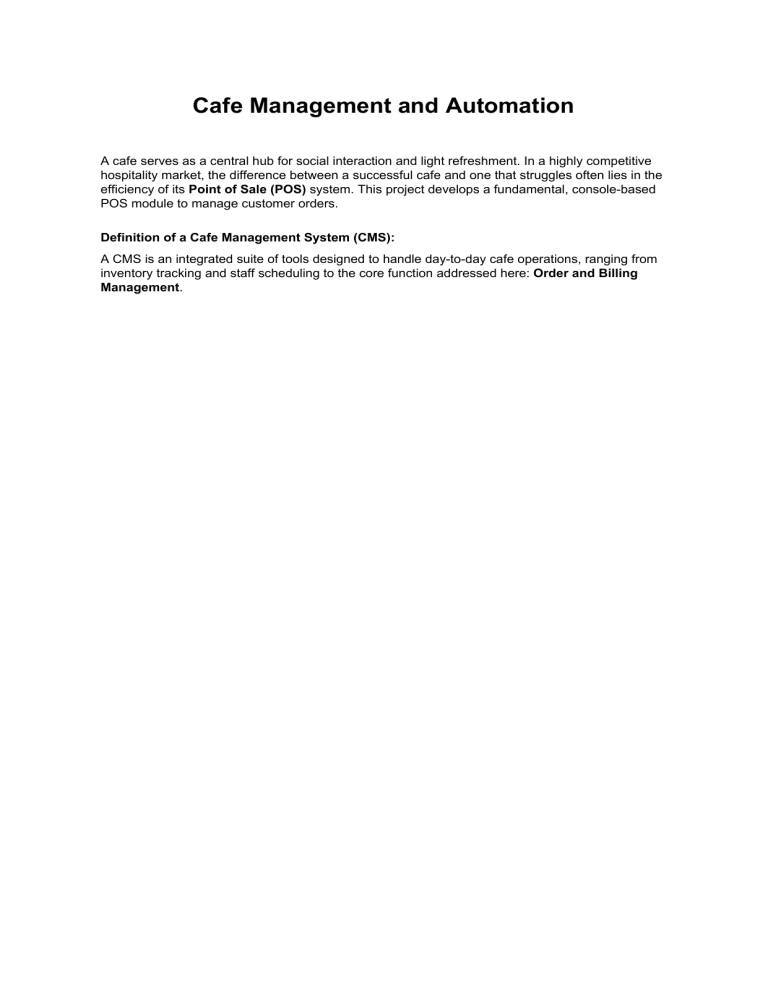 Cafe Management and Automation: Python POS System Project Report