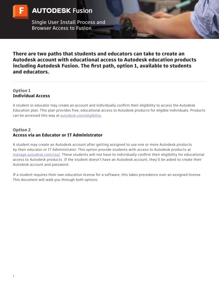 Autodesk Fusion: Education Install Guide & Browser Access for Students