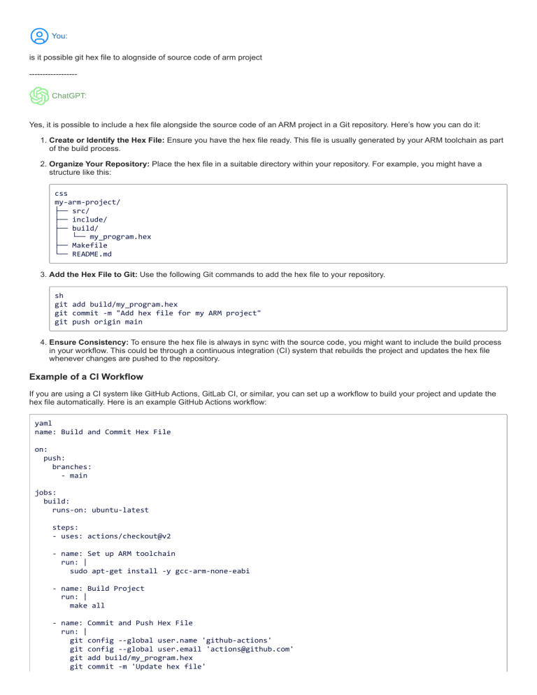 Git Hex File with ARM Project CI/CD: GitHub Actions, Gitea, Jenkins