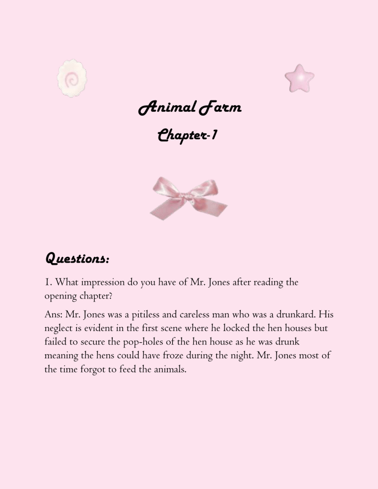 Animal Farm Chapter 1 Questions & Answers | Study Guide