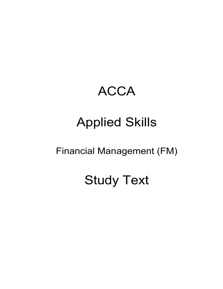 ACCA Financial Management (FM) Study Text