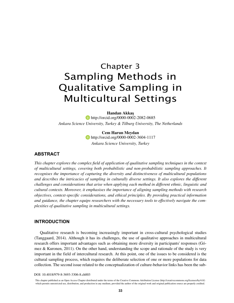 Qualitative Sampling in Multicultural Settings: Methods & Challenges