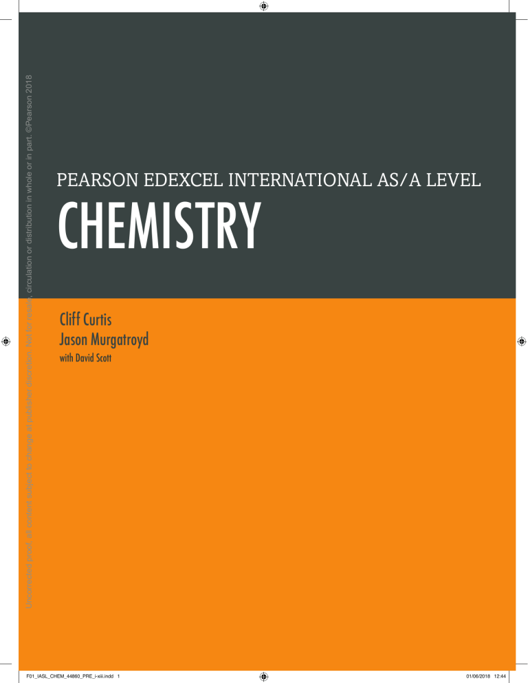 Pearson Edexcel International AS/A Level Chemistry Textbook 2018