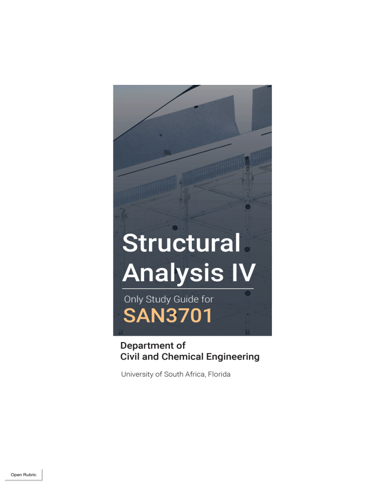 Structural Analysis IV Study Guide - SAN3701