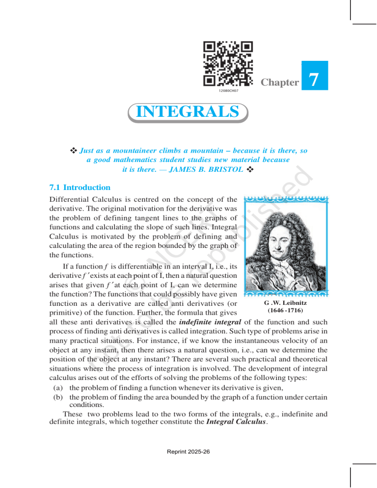 Integrals: Introduction to Integral Calculus