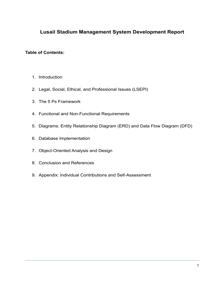 Lusail Stadium Management System Development Report: Design ...