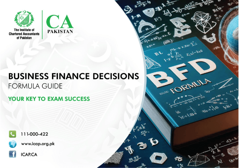 Business Finance Decisions Formula Guide - ICAP