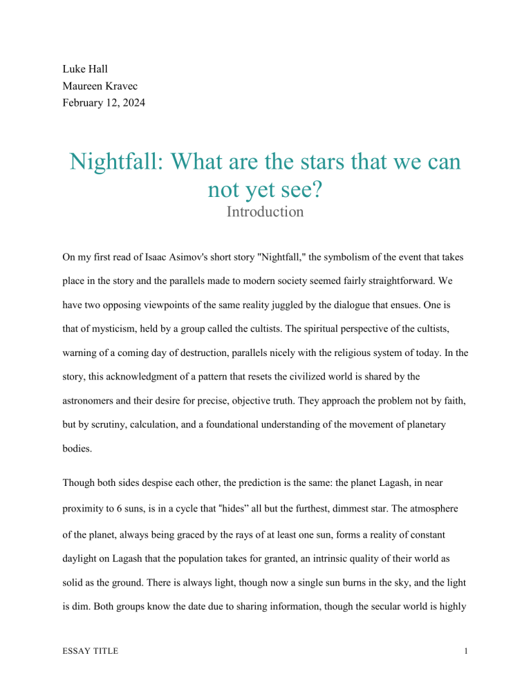 Asimov's Nightfall: Symbolism, Mysticism, and Scientific Truth