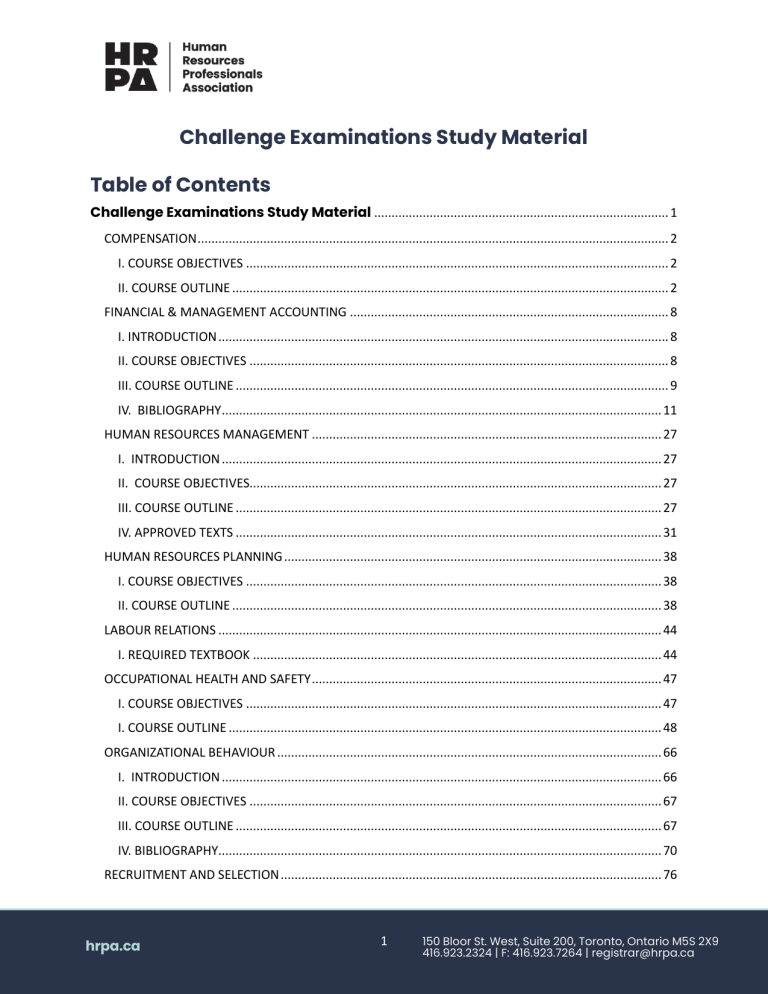 HRPA Challenge Exam Study Material