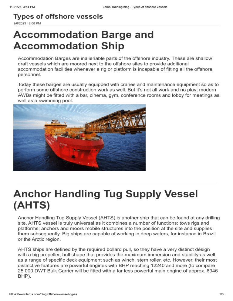 Types of Offshore Vessels: A Comprehensive Guide to Maritime Ships