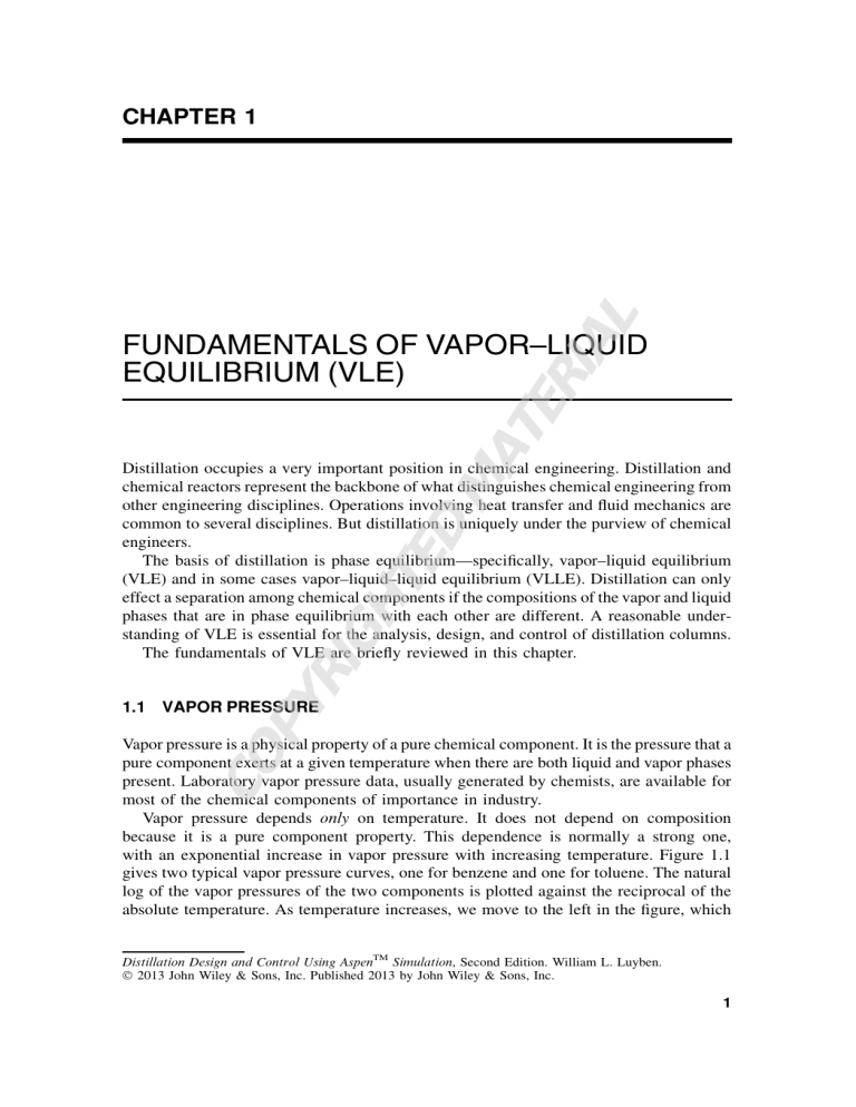 Fundamentals of Vapor-Liquid Equilibrium (VLE) in Distillation