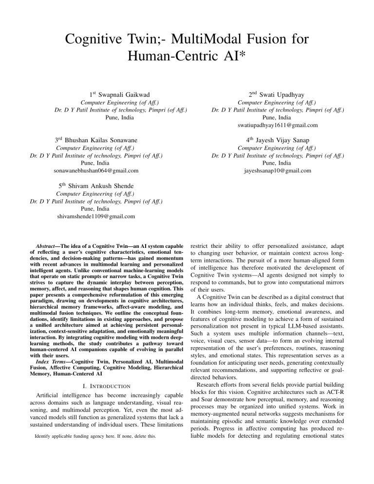 Cognitive Twin: Multimodal Fusion for Human-Centric AI