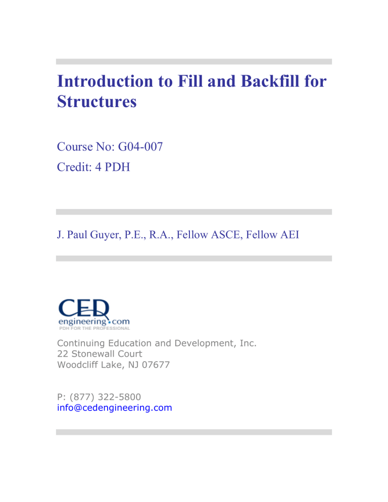 Fill and Backfill for Structures: Course Material