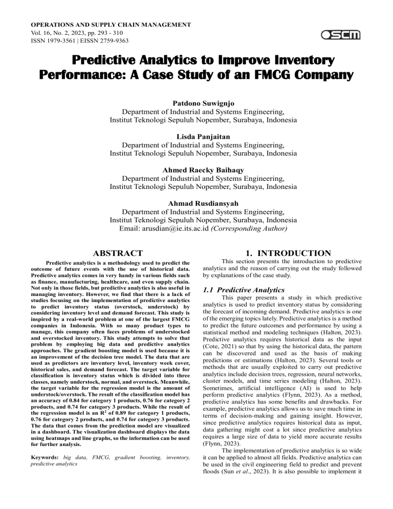 Predictive Analytics for Inventory: FMCG Case Study