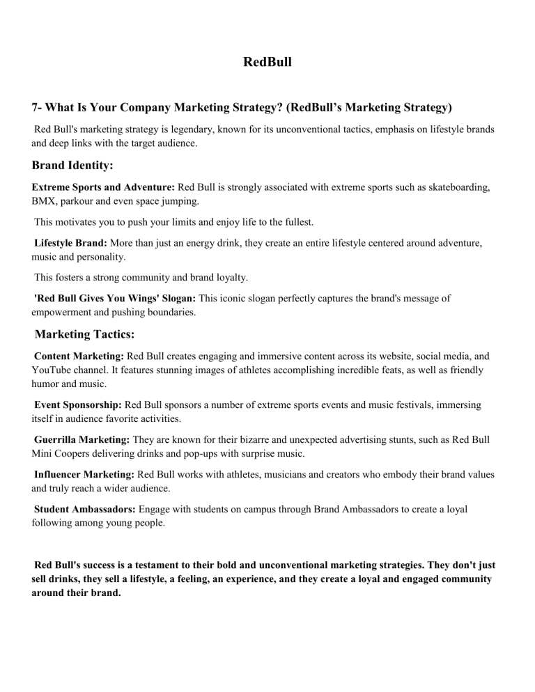 Red Bull Marketing Strategy Analysis & Recommendations