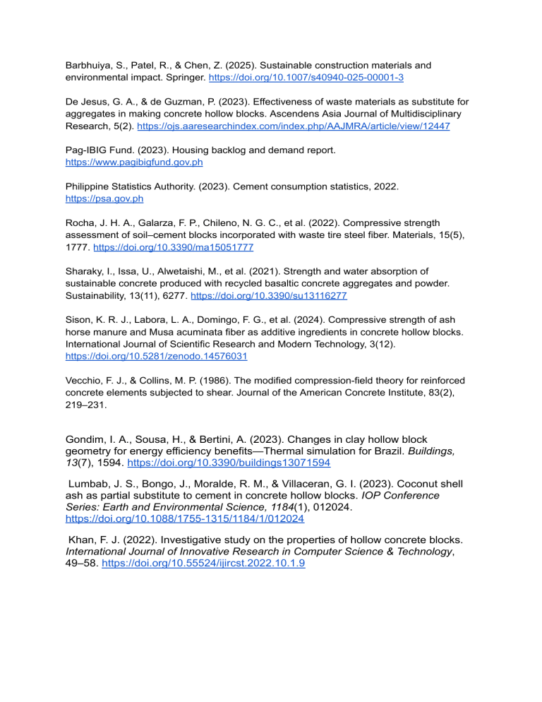 Sustainable Construction Bibliography