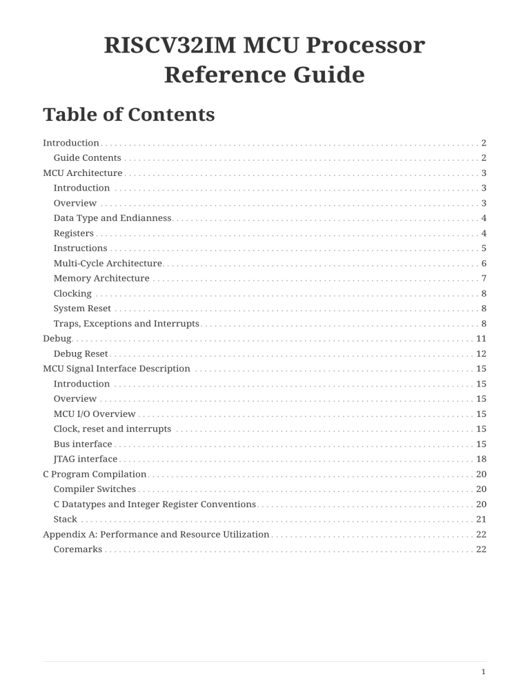 RISC-V MCU Processor Reference Guide RV32IM