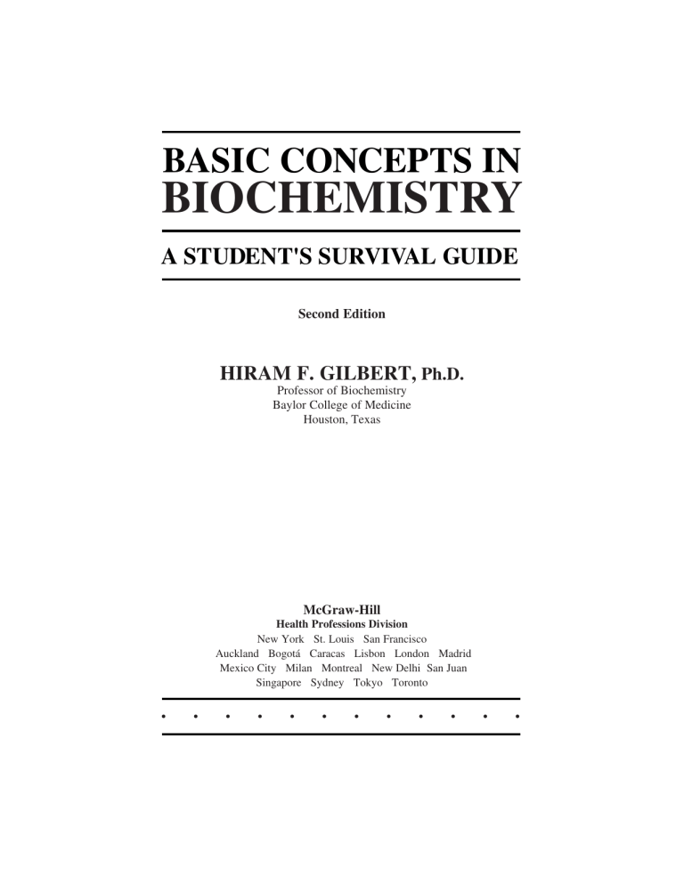 Basic Concepts in Biochemistry: Student's Survival Guide - 2nd Edition