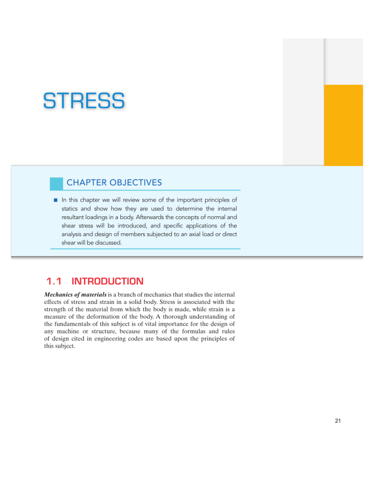 Stress & Equilibrium in Deformable Bodies: Mechanics of Materials