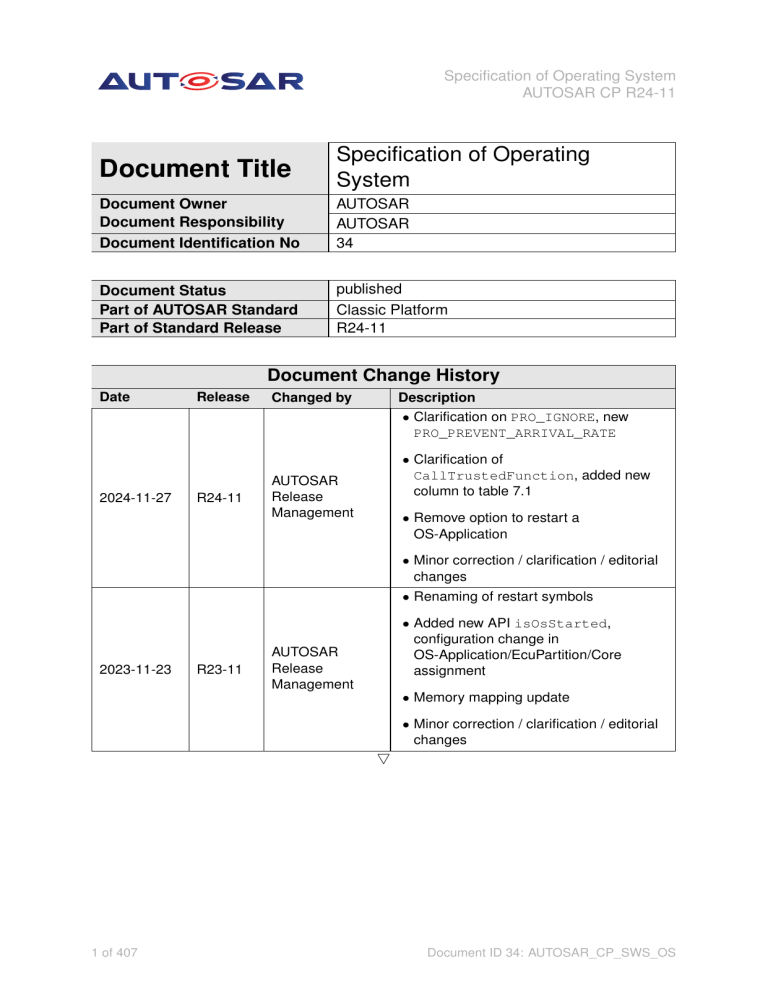 AUTOSAR OS Specification R24-11: Operating System Details