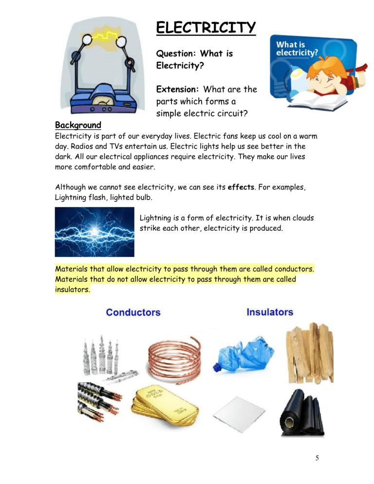Electricity Worksheet: Circuits, Conductors, and More