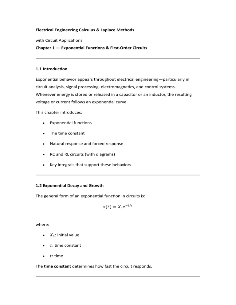Electrical Engineering Calculus & Laplace Methods