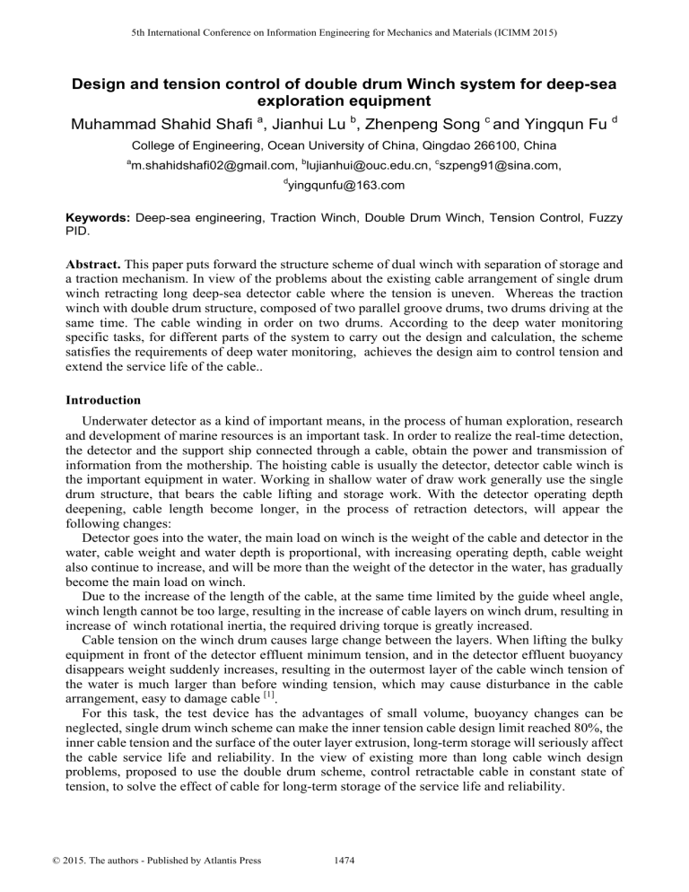 Deep-Sea Winch Design: Tension Control for Exploration Equipment