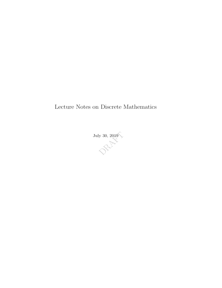 Lecture Notes on Discrete Mathematics