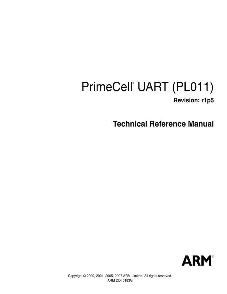 PrimeCell UART (PL011) r1p5 Technical Reference Manual - ARM DDI 0183G