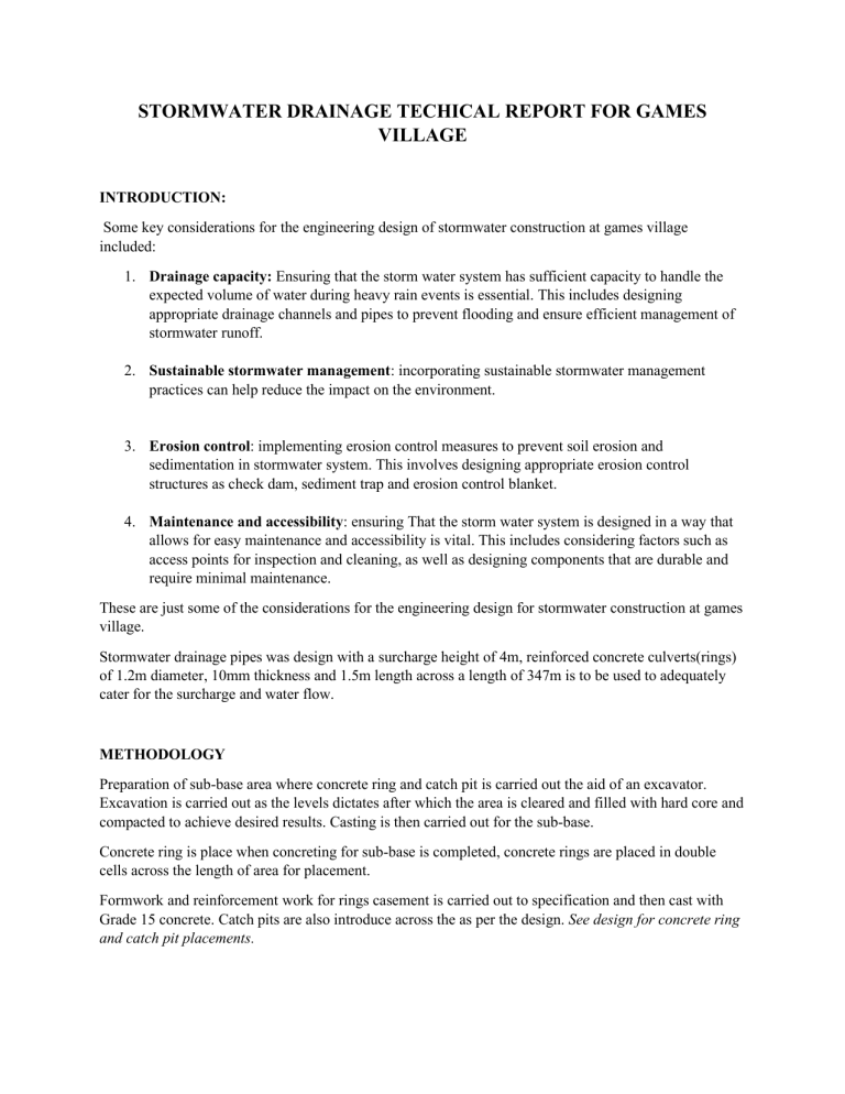 Stormwater Drainage Techical Report for Games Village Engineering Design