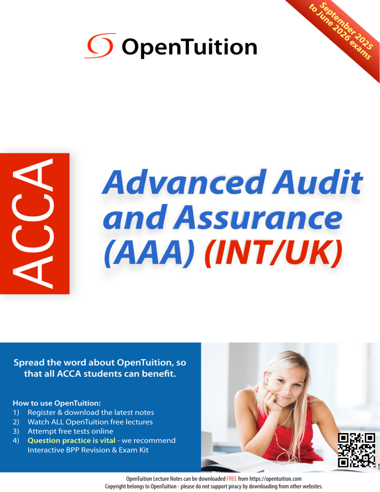 ACCA AAA (INT/UK) Advanced Audit & Assurance Lecture Notes
