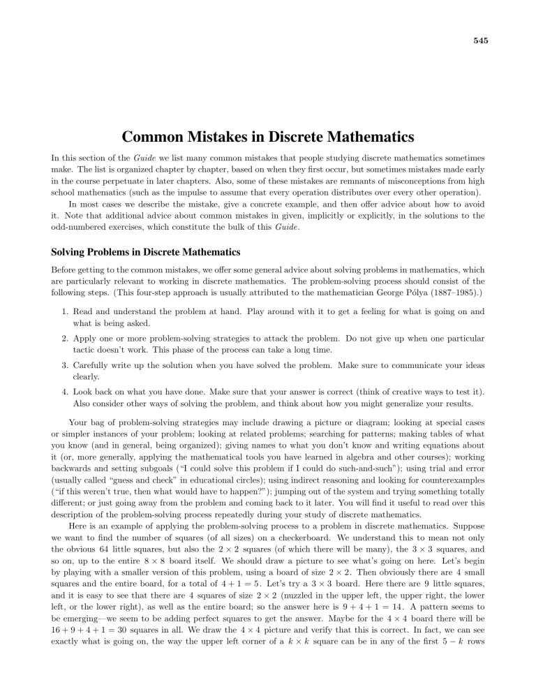 Discrete Math Mistakes & Problem Solving Guide