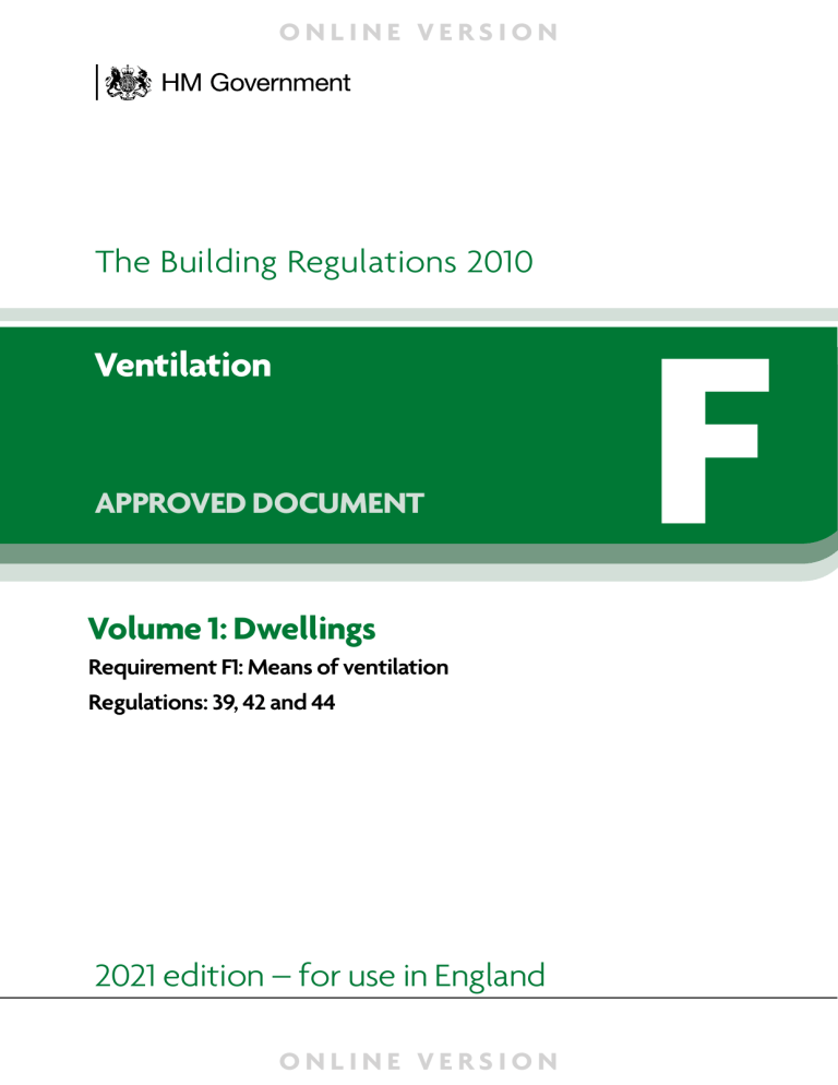 Building Regulations: Ventilation for Dwellings (England)