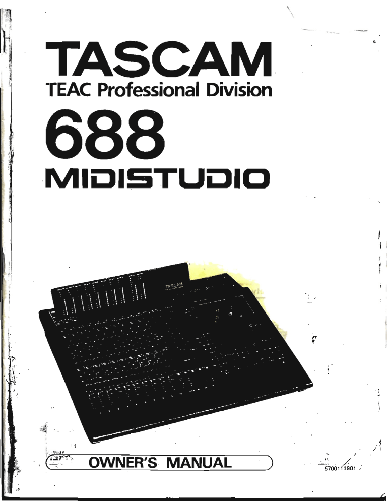 TASCAM 688 MIDISTUDIO Owner's Manual | Multitrack Cassette Recorder