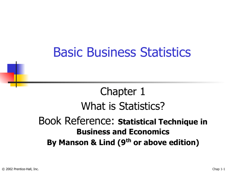 Basic Business Statistics: Chapter 1 - What is Statistics?
