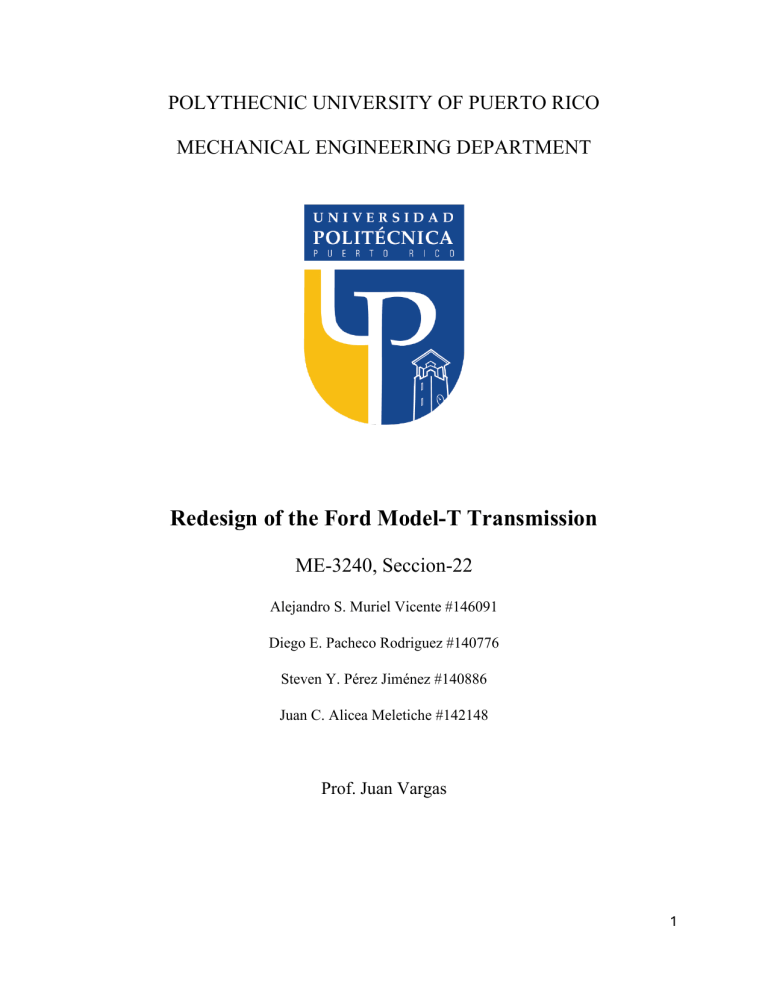 Ford Model-T Transmission Redesign: Mechanical Engineering Report