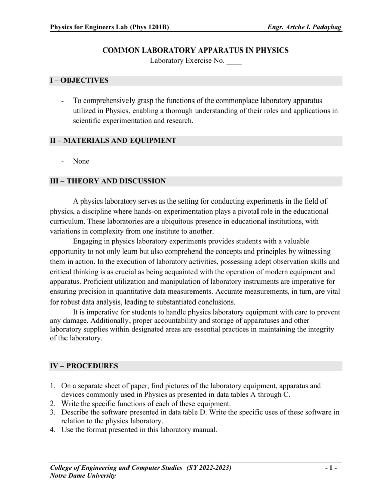 Physics Lab Apparatus: Functions, Experiments & Software for Engineers